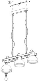Eglo 43168 - Lustr na řetězu LUBENHAM 3xE27/28W/230V