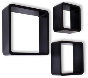 TZB Nástěnné poličky Cube černé - sada 3 kusů