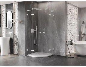 Mexen Lunar, L půlkruhový výklopný sprchový kout 90 x 90 cm, 8mm čiré sklo, bílý profil, 833L-090L-090P-20-00
