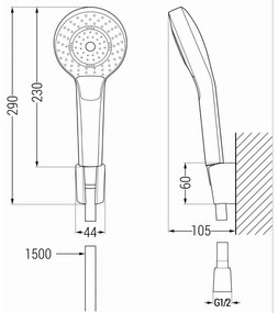 Mexen Milo R05 vanová baterie se sprchovou sadou, Zlatá - 7133R05-50