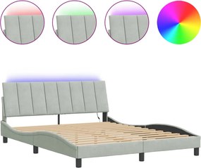 Rám postele s LED osvětlením bez matrace Hanko světle šedý 160 x 200 cm samet 3213787