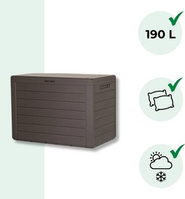 Úložný box WOODEBOX, 190L, 78x44x55cm, tmavě hnědá Prosperplast