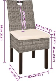 Jídelní židle 2 ks ratan kubu a mangovníkové dřevo 243639