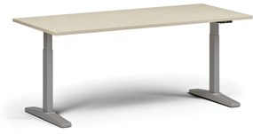 Výškově nastavitelný stůl, elektrický, 675-1325 mm, deska 1800x800 mm, šedá podnož, buk