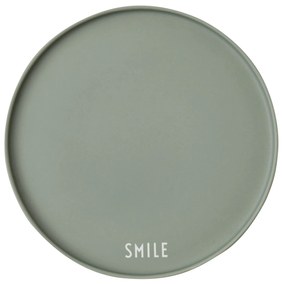 DESIGN LETTERS Porcelánový talíř Green Smile 21,3 cm, zelená barva, porcelán