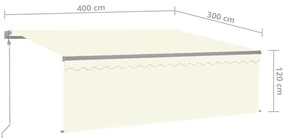 vidaXL Marketos Automatická zatahovací markýza s roletou 4 x 3 m krémová