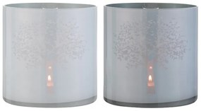 Skleněné  svícny na čajovou svíčku  s motivem stromu modrý/bílý - Ø 20*20 cm