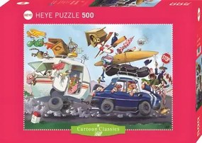 HEYE Puzzle Cartoon Classics: Odjezd na dovolenou! / 500 dílků / 50 x