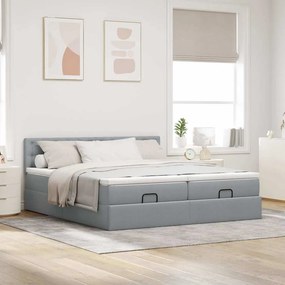 Osmanský rám postele s matrací světle šedá 180x200cm textil 3312885