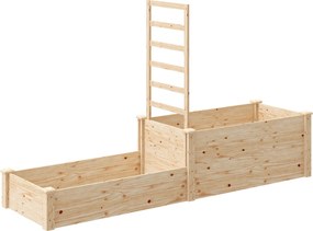 Outsunny Velký venkovní dřevěný květináč s mřížkou pro popínavé rostliny a 2 květinové boxy pro zahradu, terasu 222x63x132 cm Přírodní dřevo