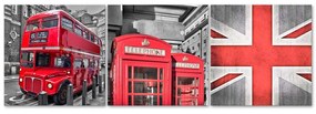 Gario Sada obrazů na plátně Britská červená - 3 dílná Rozměry: 90 x 30 cm