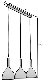 Eltap Designové závěsné osvětlení Woldes 3 line, 71x17x110cm