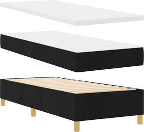 Postel s boxspringem s čelo Černý 200 x 80 cm textil 3340783