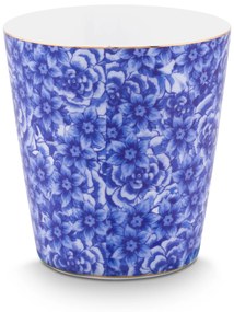 Pip Studio Royal Flower hrnek bez ucha s odkládacím táckem 230ml, modrý (hrnek bez ucha z tenkostěnného porcelánu)