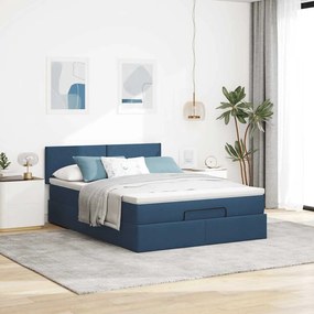 Osmanský rám postele s matrací modrá 140x200cm textil 3311386