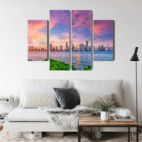 Vícedílný obraz Panorama Miami Při Západu Slunce Nedostatek Nedostatek Plátno Canvas 120x90