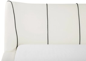 Kožená postel 180 x 200 cm bílá NANTES Beliani