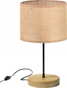 Stolní Lampa Noční Stolní Dub Stínidlo Juta Boho Led E27