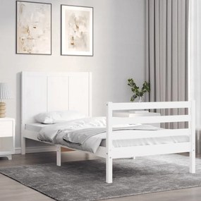 vidaXL Rám postele s čelem 100 x 200 cm masivní dřevo [3194499] Barva: Bílá