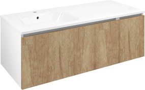 Sapho Lorea - Umyvadlová skříňka 120x46x52 cm, 1x dvířka, 1x zásuvka, levá, dub alabama/matná bílá LE090-2231-L-02