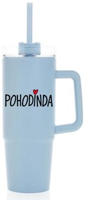POHODINDA - svetlě modrá cestovní termoska s průhledným víčkem 900 ml