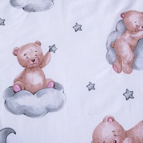 Jerry Fabrics Bavlněné povlečení 100x135 Teddy moon ribbon white grey pillowcase 40x60 JF24