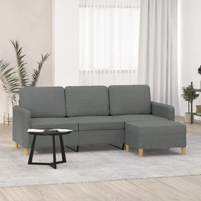 3místná pohovka s podnožkou tmavě šedá 180 cm textil 3201193