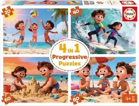 EDUCA Puzzle Pláž 4v1 / (20  40  60  80 dílků)