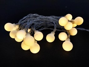 Vánoční LED světelný řetěz s kuličkami, teplá bílá, 2m, na baterie