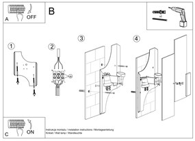 Nástěnné svítidlo Fabiano, 1x mléčné skleněné stínítko, ch