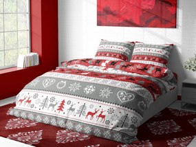 Aaryans vánoční flanelové povlečení De Luxe Zima červené 140x200/70x90cm