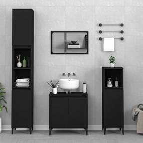 3dílný set koupelnového nábytku černý kompozitní dřevo,  3185590