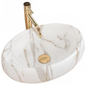 REA-U8568 - Umyvadlo na desku LINDA 34x48,5 cm keramika/dekor mramoru REA-U8568