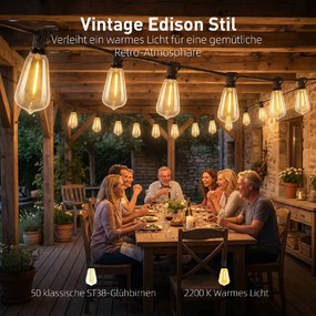 50 LED světelných závěsů, 18 m připojitelných pohádkových světel, odolnost proti stříkající vodě IP44, vnitřní i venkovní dekorace