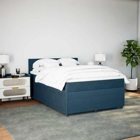 Box spring postel s matrací modrá 140 x 200 cm samet 3290056