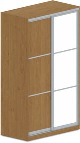 Artspect 251265PM - Šatní skříň s posuvnými dveřmi se zrcadlem 120x62x205cm - Dub Lindberg
