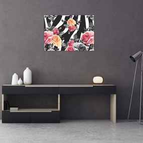 Skleněný obraz rozkvetlých růží (70x50 cm)