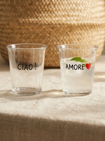 Sinsay - Sklenice s nápisy CIAO! a AMORE 2 pack - černá