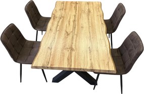 Vikio Jídelní set pro 4 osoby 140x90 cm dub-hnědá samet VJS214-4H-S