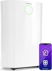 Klarstein DryFy ProConnect 16L odvlhčovač vzduchu, 16 l/den, 18 m², WiFi, Aplikace, LED indikátor, 24-hodinový časovač