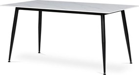Autronic Stůl jídelní 160x90x76 cm, deska slinutý kámen v imitaci matného mramoru, černé kovové nohy HT-406M WT