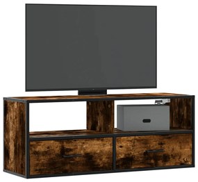 TV skříňka kouřový dub 100x31x39,5 cm kompozitní dřevo a kov