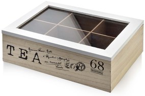 Dřevěná krabička na čaj Rustic hnědá/bílá