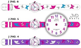 Dívčí dětské růžové barevné hodinky JVD basic J7142.5 s motivem motýlka