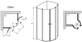 Ravak Sprchový kout čtvrtkruhový bílý,     CSKK4-90  TRANSPARENT   3Q170100Z1 Profil: Bílá, Sklo: Hladké čiré CSKK4-90  TRANSPARENT