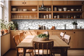 DIMEX | Fototapeta do kuchyně Bílý mramorový vzor KI-420-278 | 420 x 60 cm | černobílá
