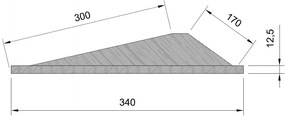 Profinox Sprchová police A, trojúhelníková, obkladová, 300x170 mm, 12,5 mm