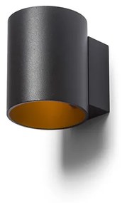 RENDL R12740 TUBA nástěnná lampa, up - down matná černá/zlatá