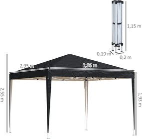Outsunny altán cca 3x3m, vodoodpudivý stabilní zimě odolný pop-up skládací altán, UV ochrana, skládací párty stan zahradní stan s taškou, zahradní al…