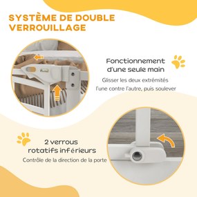 PawHut Bezpečnostní brána pro psy, brána na schody s tlakem, instalace bez vrtání, automatické zavírání dveří, dvojitý zámkový systém, 74 až 80 cm, o…